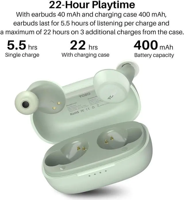 TOZO A1 Mini Wireless Earbuds Bluetooth 5.3 in Ear Light-Weight ...