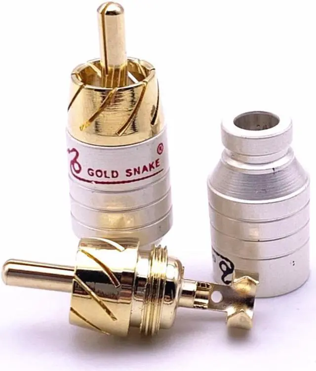 2pcs RCA Connector Gold Plated RCA Male Plug Soldering Wire Connector ...