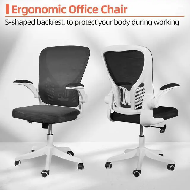 Ninecer Desk Chairs with Wheels Computer Task Chair with Flip-up ...
