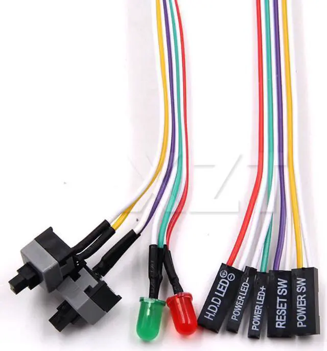 AT Hot PC Case Red Green LED Lamp ATX Power Supply Reset HDD Switch ...