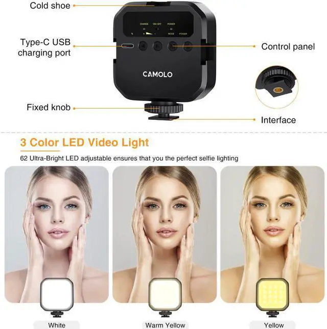 CAMOLO Photography Kits Microphone Fill Light Lamp Phone Clip Tripod ...