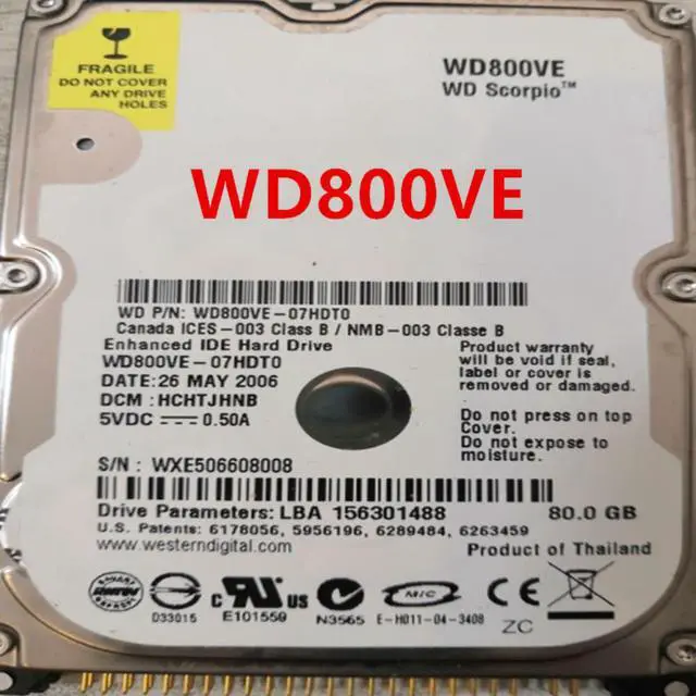 90% HDD For WD 80GB 2.5" 2MB IDE 4200RPM For Laptop Hard Drive For ...