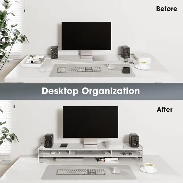 Fenge Acrylic Monitor Stand Riser, Clear Dual Acrylic Computer Monitor ...