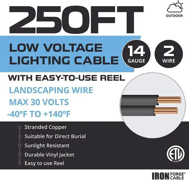 IRON FORGE CABLE 14/2 Low Voltage Wire - Landscape Electrical Wiring ...