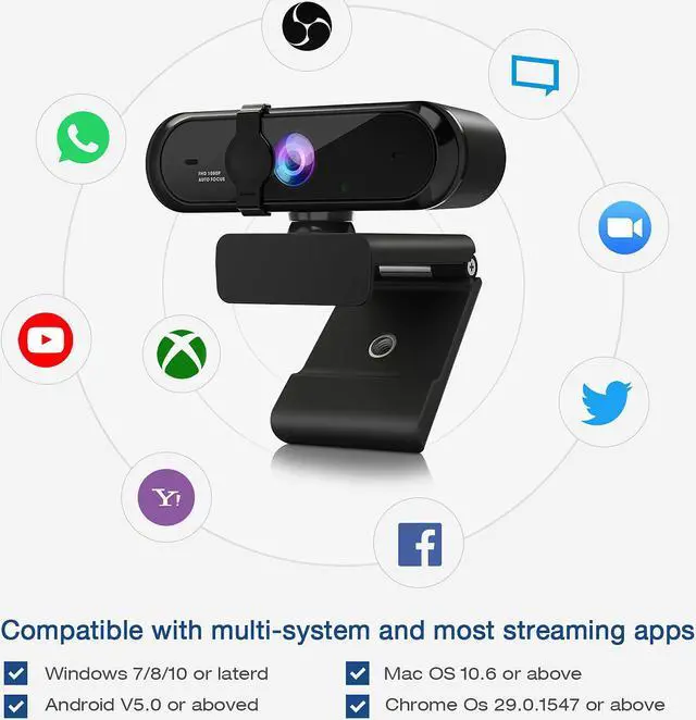 CAMPARK FHD 1080P Webcam USB Streaming Computer Camera ,with Microphone ...