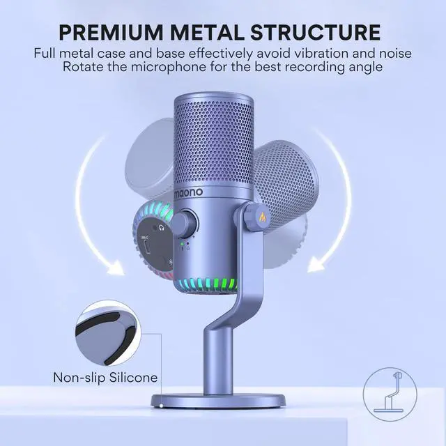 MAONO USB Gaming Microphone for PC Programmable Condenser Mic with RGB ...