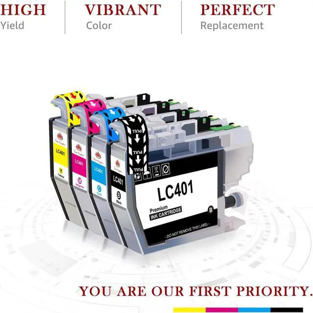4pk LC401 LC-401 Ink Cartridges for Brother MFC-J1010DW MFC-J1012DW MFC ...
