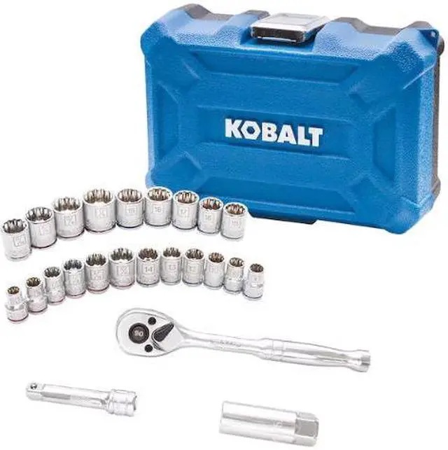 Kobalt 24 Piece Standard SAE and Metric Polished Chrome Mechanics Tool Set with Hard Case kobalt 86748 573336 Newegg
