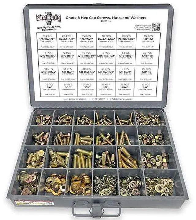 Grade 8 Hex Cap Bolts Screws, Nuts, Washers, Lock Washers Assortment ...