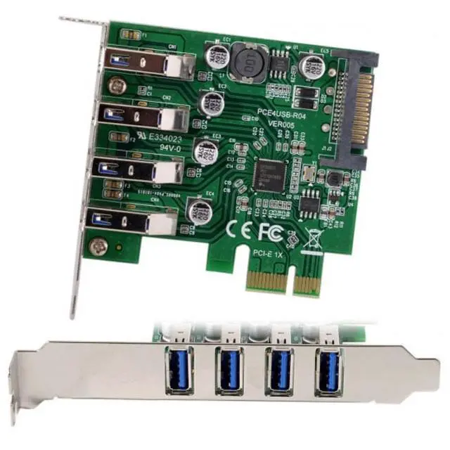 Low Profile 4 Ports PCI-E to USB 3.0 HUB PCI Express Expansion Card Adapter 5Gbps for ...
