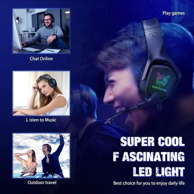 Gaming Headset with Microphone, Noise Canceling Headphones with 3D ...