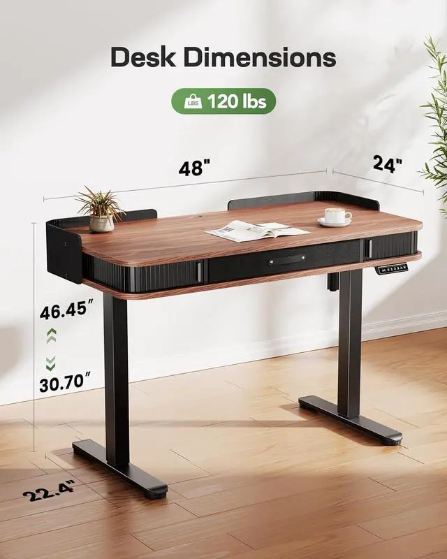 Marsail Electric Standing Desk Whole-Piece Desktop 48 x 24 Inches ...