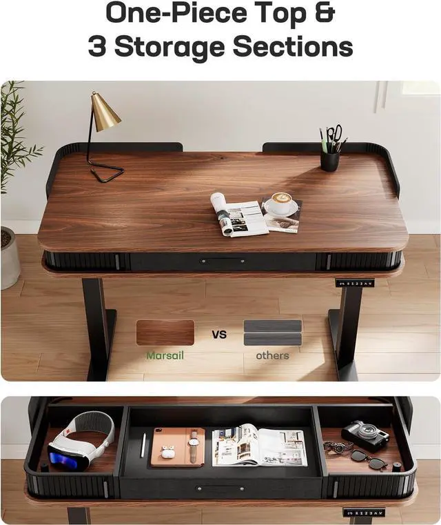 Marsail Electric Standing Desk Whole-Piece Desktop 48 x 24 Inches ...