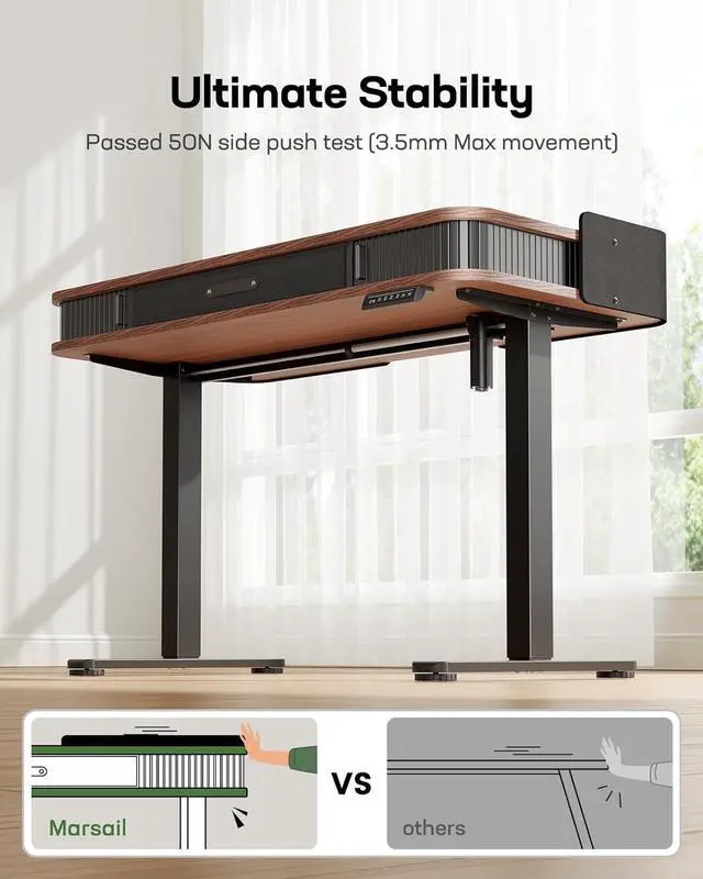 Marsail Electric Standing Desk Whole-Piece Desktop 48 x 24 Inches ...