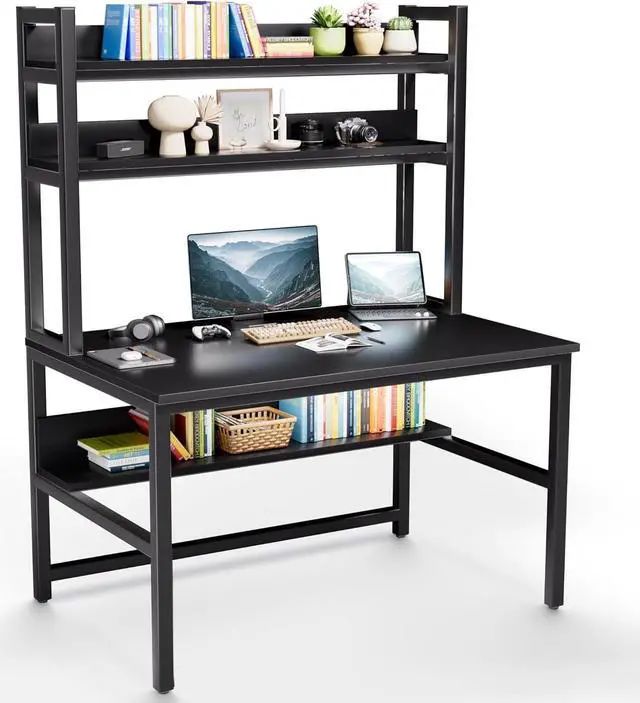 Black writing desk with hutch store