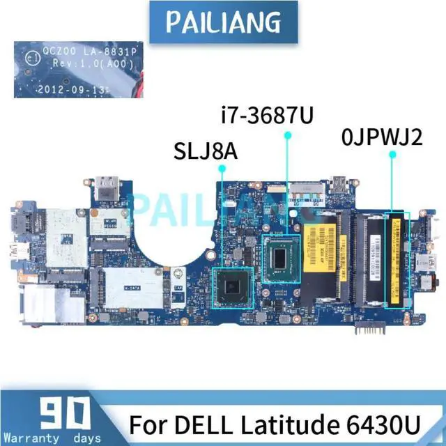 For DELL Latitude 6430U i7-3687U Laptop Motherboard 0JPWJ2 LA-8831P ...