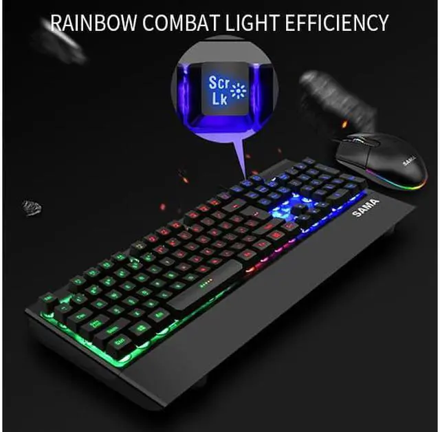 SAMA HJ9525 RGB Gaming Keyboard and Mouse Set 108 Keys USB Computer ...