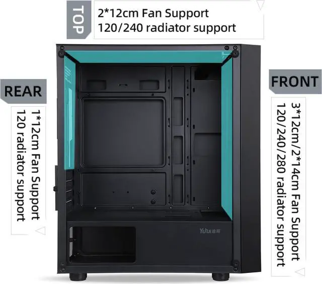 SAMA M203 Black Tempered Glass Micro ATX Mid Tower Gaming Computer Case ...