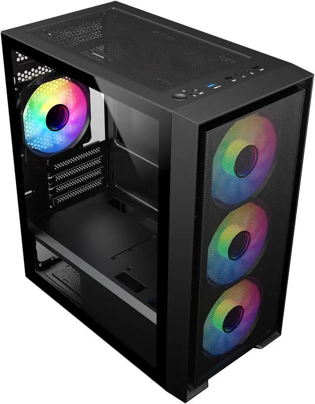 SAMA M203 Black Tempered Glass Micro ATX Mid Tower Gaming Computer Case ...