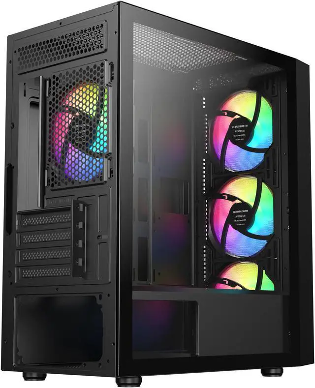 SAMA M203 Black Tempered Glass Micro ATX Mid Tower Gaming Computer Case ...