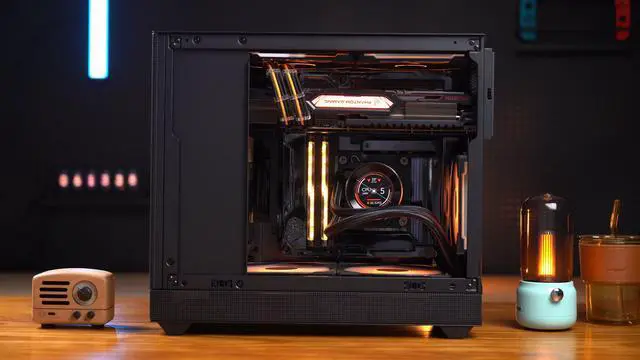 SAMA IM01 Pro Black Tempered Glass Micro ATX Mid Tower Gaming Computer ...