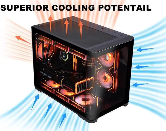 SAMA 2851M Dual USB3.0 and Type C Tempered Glass MATX Mid Tower Gaming ...