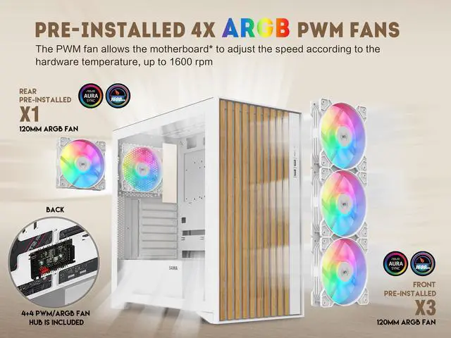 SAMA V Nature ATX mATX Mid Tower PC Case - Front Panel with 10 Walnut ...