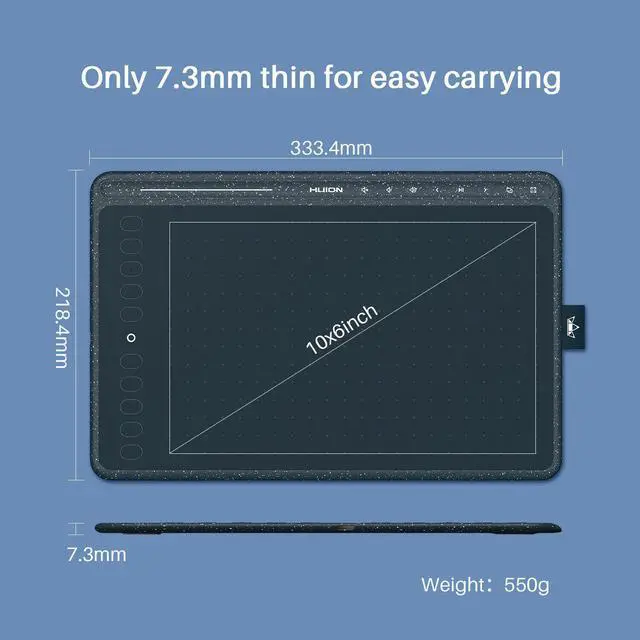 Huion HS611 ,Coral Red Graphics Drawing Tablet 10X6 inch Battery-Free ...