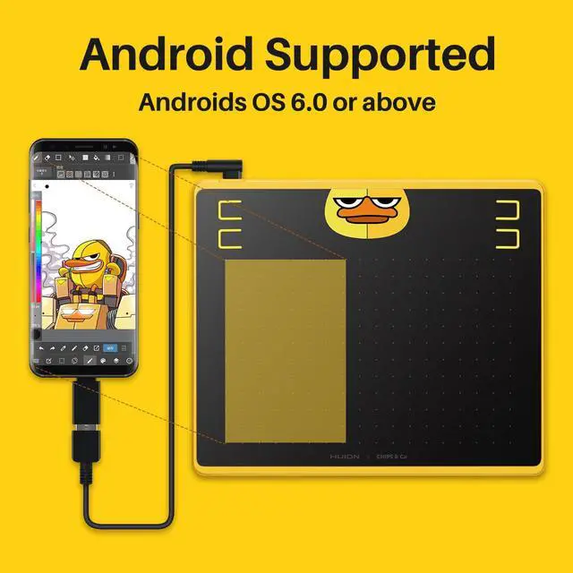 Refurbished: HUION HS64 Graphics Drawing Tablet Battery-Free Stylus and ...