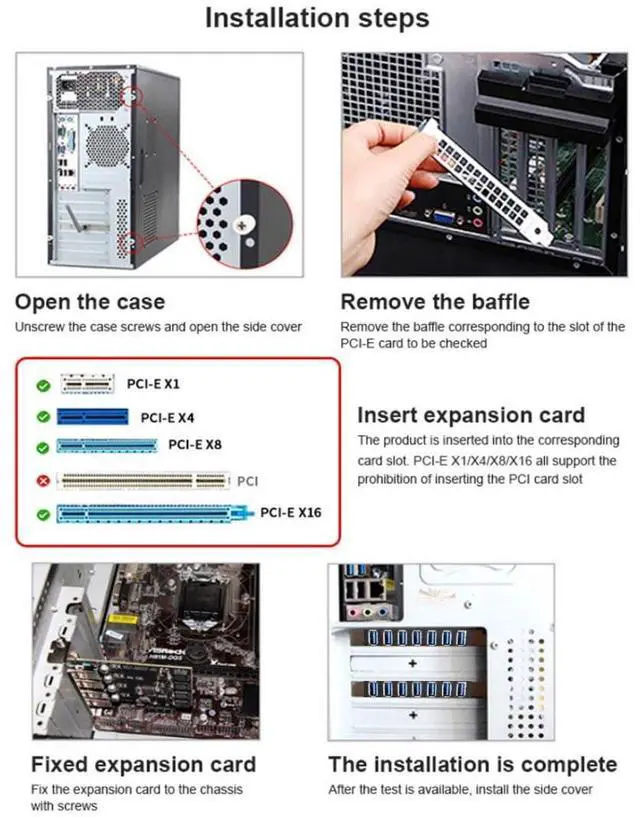 Vszerda 4 Port PCI-E 1X to 4 USB 3.0 HUB PCI Express Expansion Card ...
