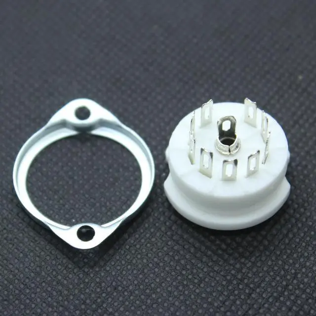 5PCS Silver Chassis Mount 9pin Ceramic Vacuum Tube Socket Base FOR ...