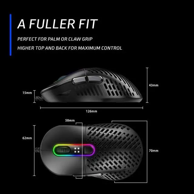 MOUNTAIN Makalu 67 RGB Gaming Mouse with Unique Patented Lightweight ...