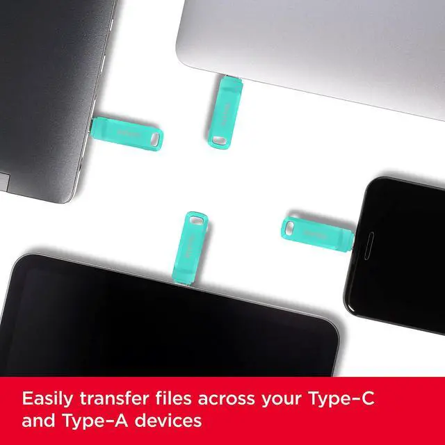 SanDisk 256GB Ultra Dual Drive Go USB Type-C & Type-A Tiffany Green ...