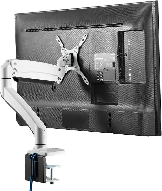 AVLT Single 17 49 Monitor Arm Desk Mount fits One 50.7 lbs Heavy Duty Monitor Full Motion Height Swivel Tilt Rotation Adjustable Monitor White Arm