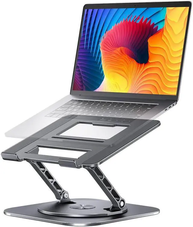 AOEVI Adjustable Laptop Stand with 360 Rotating Base Computer Stand for Laptop Ergonimic Foldable Laptop Riser for Desk Compatible with MacBook Pro Air Notebook up to 16 Inches Grey Newegg