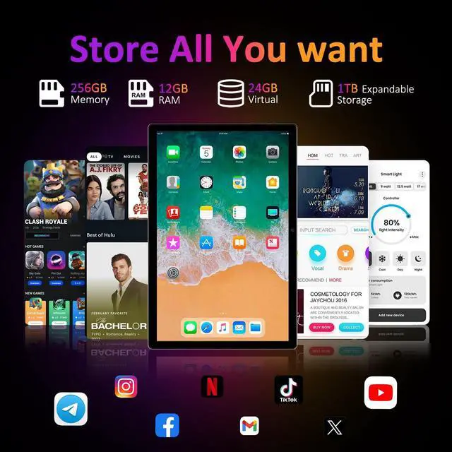 POWMUS Tablets 2025 14 inch Android 14 Tablet, 36GB RAM, 256GB Storage ...