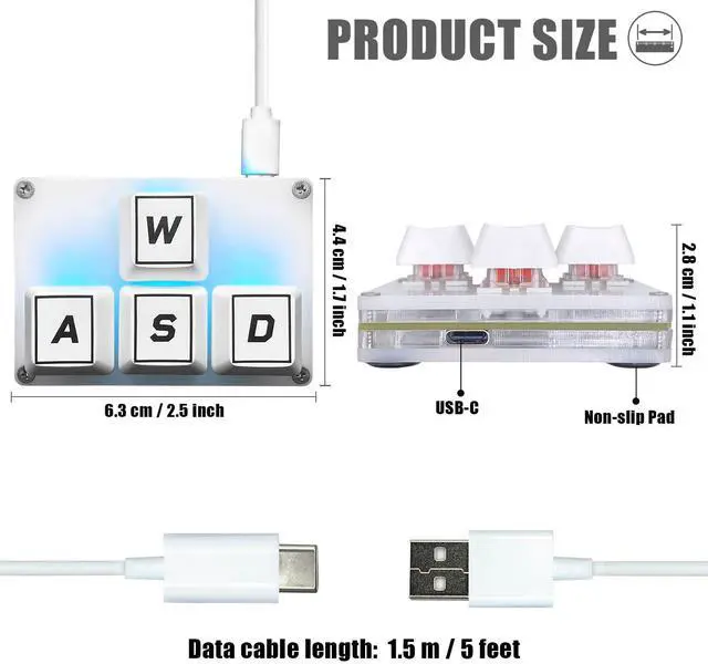 BTXETUEL Mini 4-Key Keypad WASD Arrow Key Keycaps Keyboard One-Handed ...