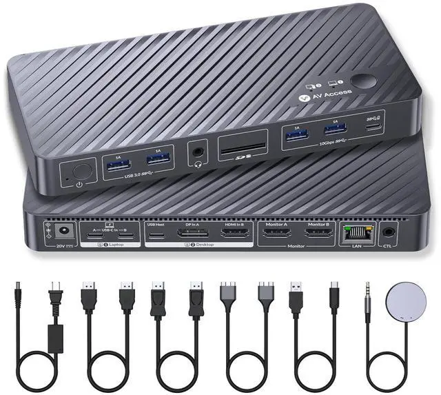 AV Access KVM Switch Docking Station for MacBook, USB-C KVM Switch 2 ...