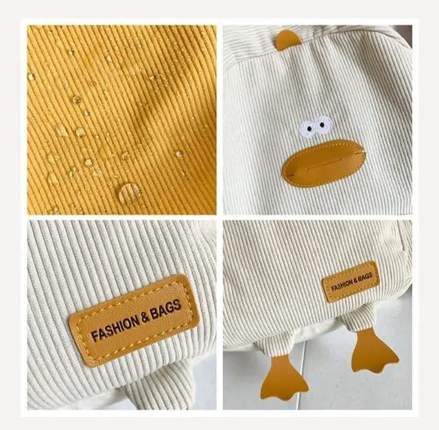 MININAI Novelty Duck Backpack Funny Animal Cartoon Corduroy Backpack ...