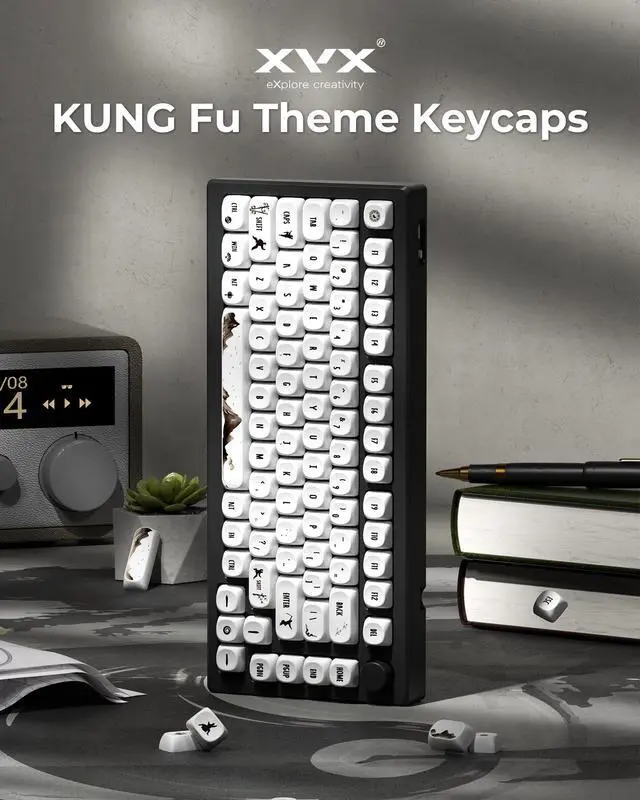 HITIME XVX Keycaps - White Cool PBT Keycaps, MOA Profile Key caps 60 65 ...