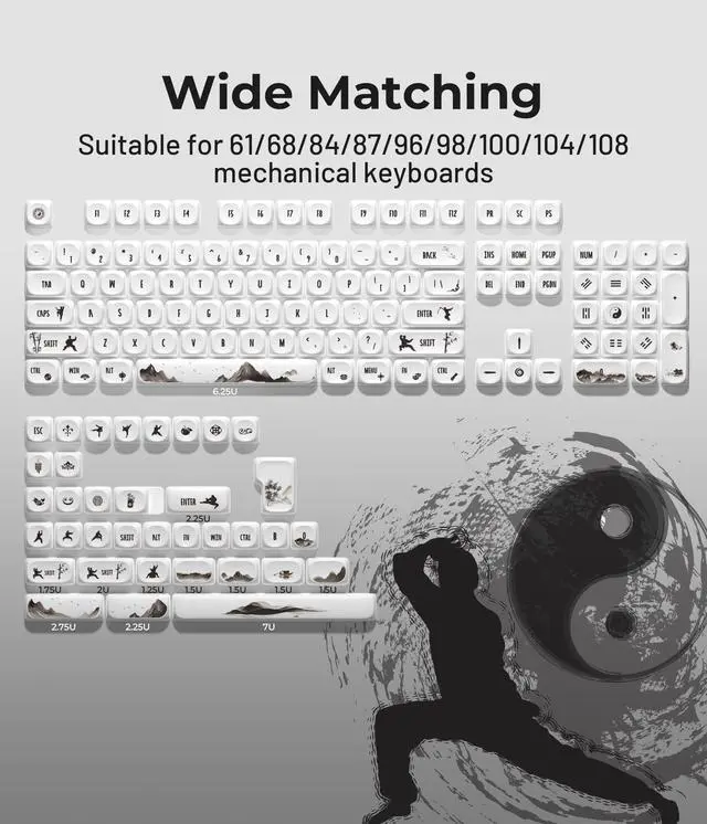 HITIME XVX Keycaps - White Cool PBT Keycaps, MOA Profile Key caps 60 65 ...