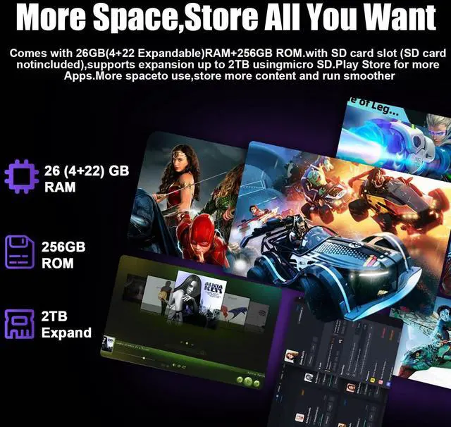 JJGJ 2026 Android 15 Tablet 10 Inch, 26GB+256GB+2TB Expand, 2 in 1 ...