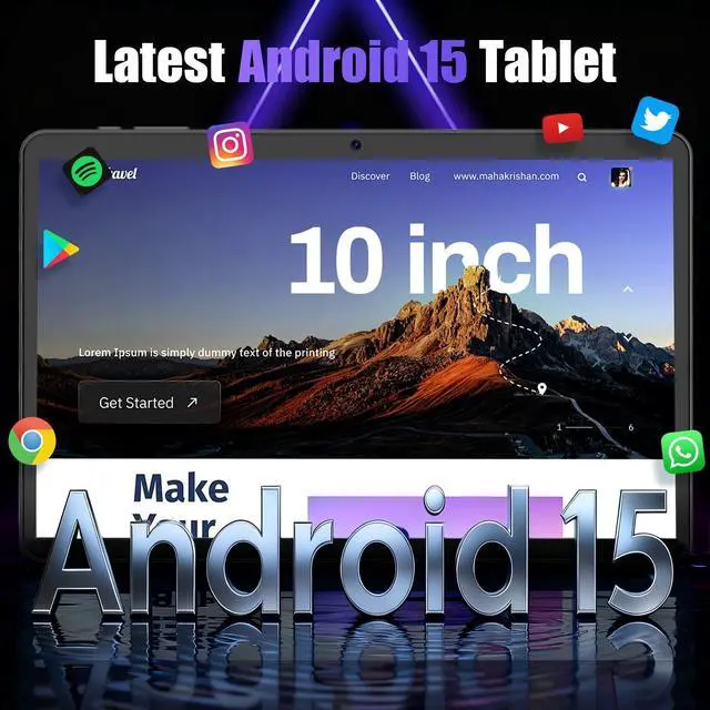 JJGJ 2026 Android 15 Tablet 10 Inch, 26GB+256GB+2TB Expand, 2 in 1 ...