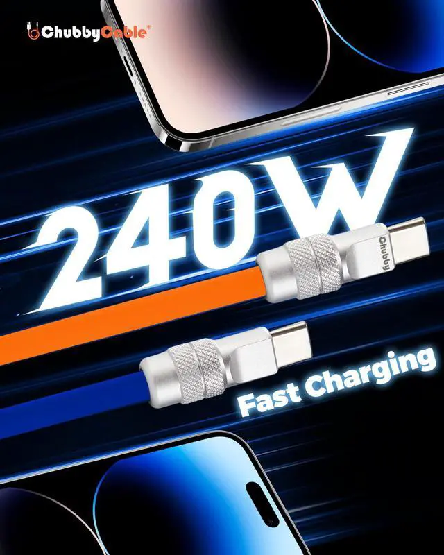 chubbycable Couple Chubby 2-Pack 240W USB C Cable Extra Thick Silicone ...