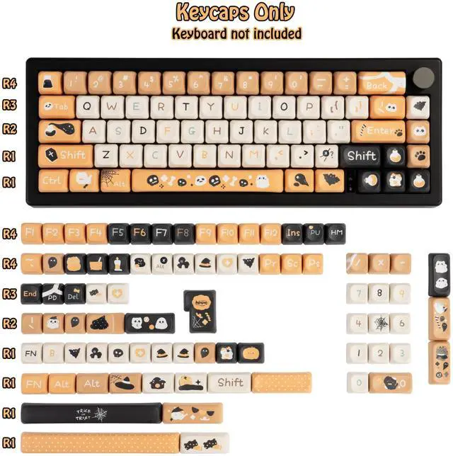 GEKUCAP Cute PBT Keycaps, Halloween Ghost Theme Keycap FOA Profile, Dye ...
