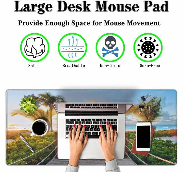 Y YIHANGBEST Tropical Beach Scene Mouse Pad Palm Tree Lined Path Ocean ...