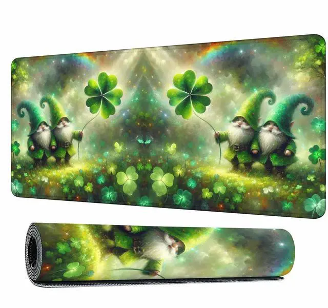 Y YIHANGBEST St.Patrick's Day Gnomes Clover Mouse Pad Green Four Leaf ...
