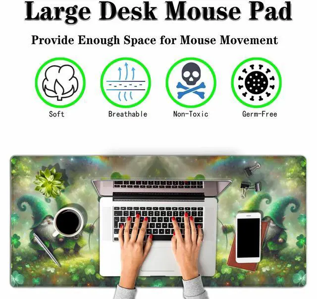 Y YIHANGBEST St.Patrick's Day Gnomes Clover Mouse Pad Green Four Leaf ...