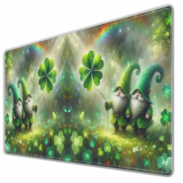 Y YIHANGBEST St.Patrick's Day Gnomes Clover Mouse Pad Green Four Leaf ...