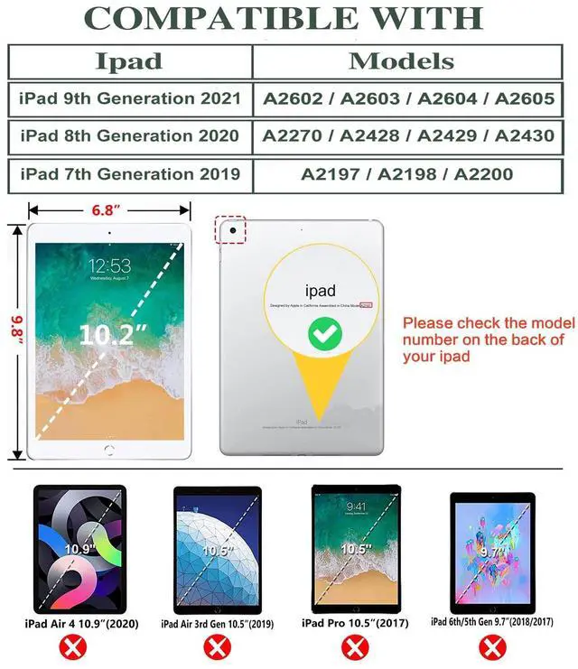 Vimorco iPad 9th/8th/7th Generation Case, iPad Case 9th Generation with ...